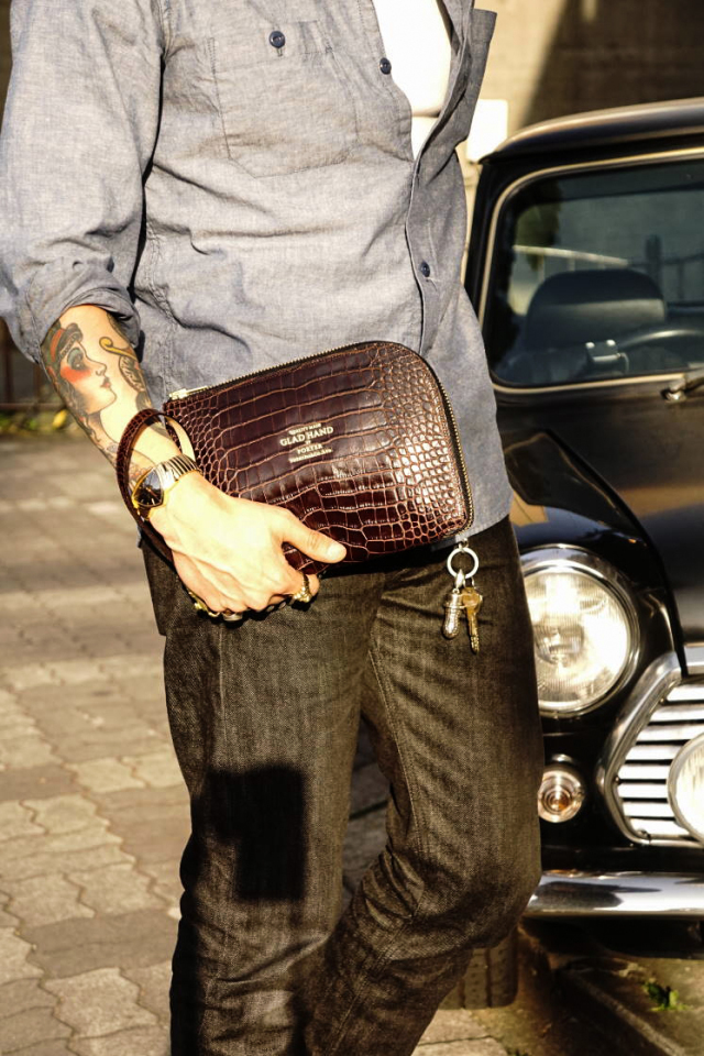 GLAD HAND×PORTER GH - BAGGAGE CLUTCH BAG CROCOLIKE BROWN B.S.W. market ...