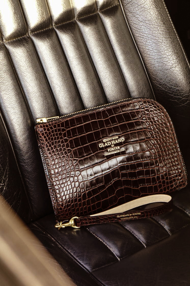 GLAD HAND×PORTER GH - BAGGAGE CLUTCH BAG CROCOLIKE BROWN B.S.W. market ...