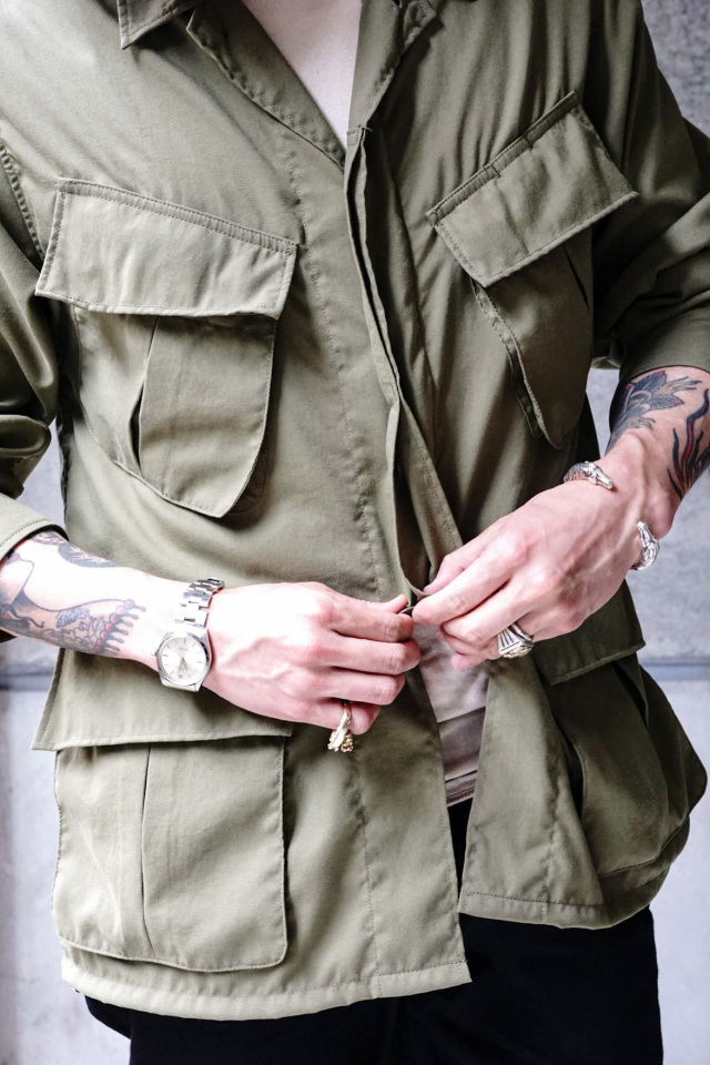 ADDICT CLOTHES JAPAN "ACVM" ACV-SJK01 NYLON FATIGUE JACKET ARMY_GREEN B ...